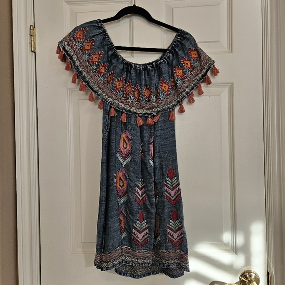Tolani | Dresses | Embroidered Dress With Tassels | Poshmark